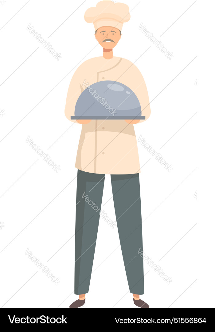 Professional chef holding a covered restaurant Vector Image