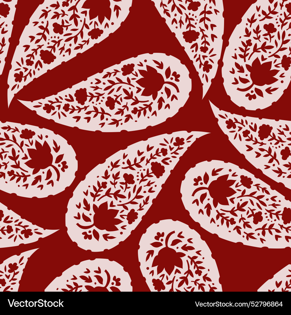 Red paisley seamless pattern Royalty Free Vector Image