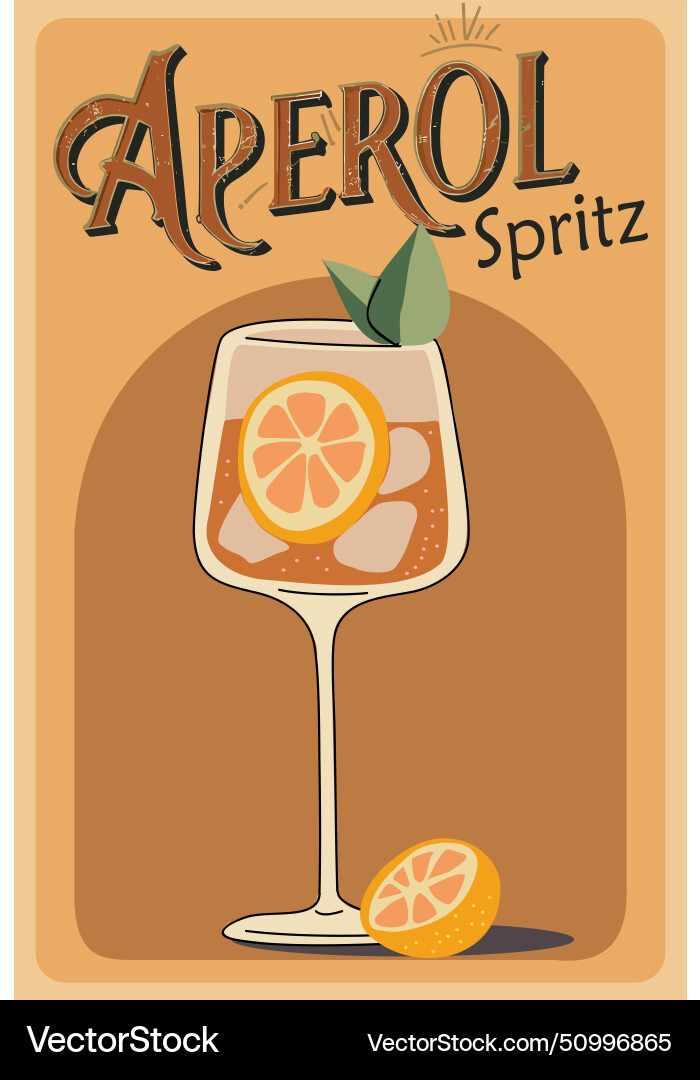 Aperol spritz classic cocktail retro poster Vector Image