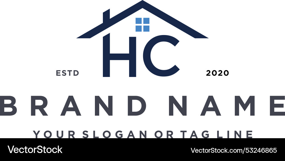 Creative letter hc home logo design Royalty Free Vector