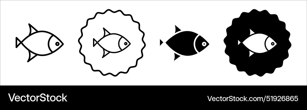 Fish icon symbol set collection fish simple sign Vector Image
