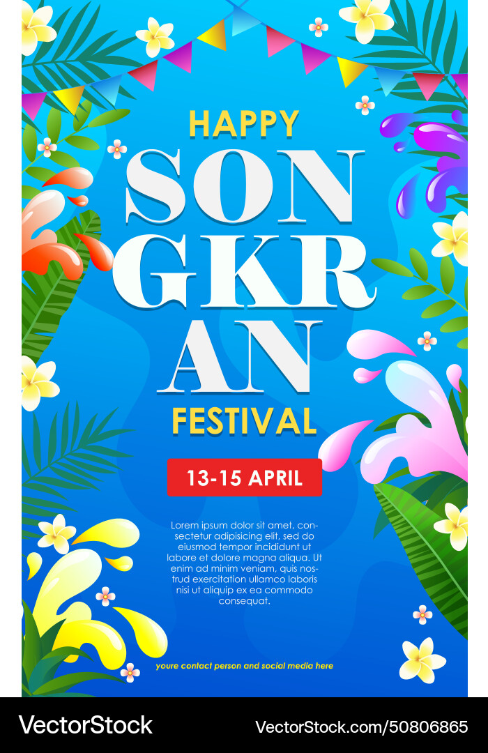 Happy songkran poster template Royalty Free Vector Image