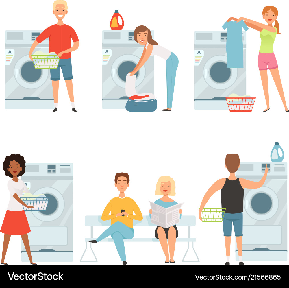 Laundry Service Characters Royalty Free Vector Image