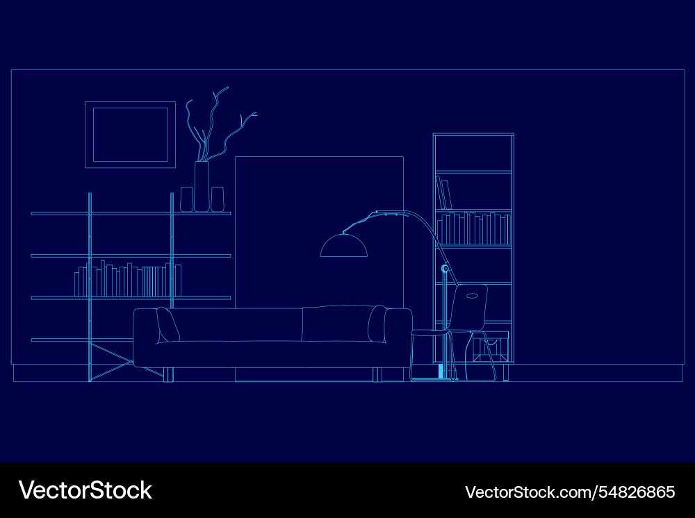 Living room interior contour comfortable sofa Vector Image