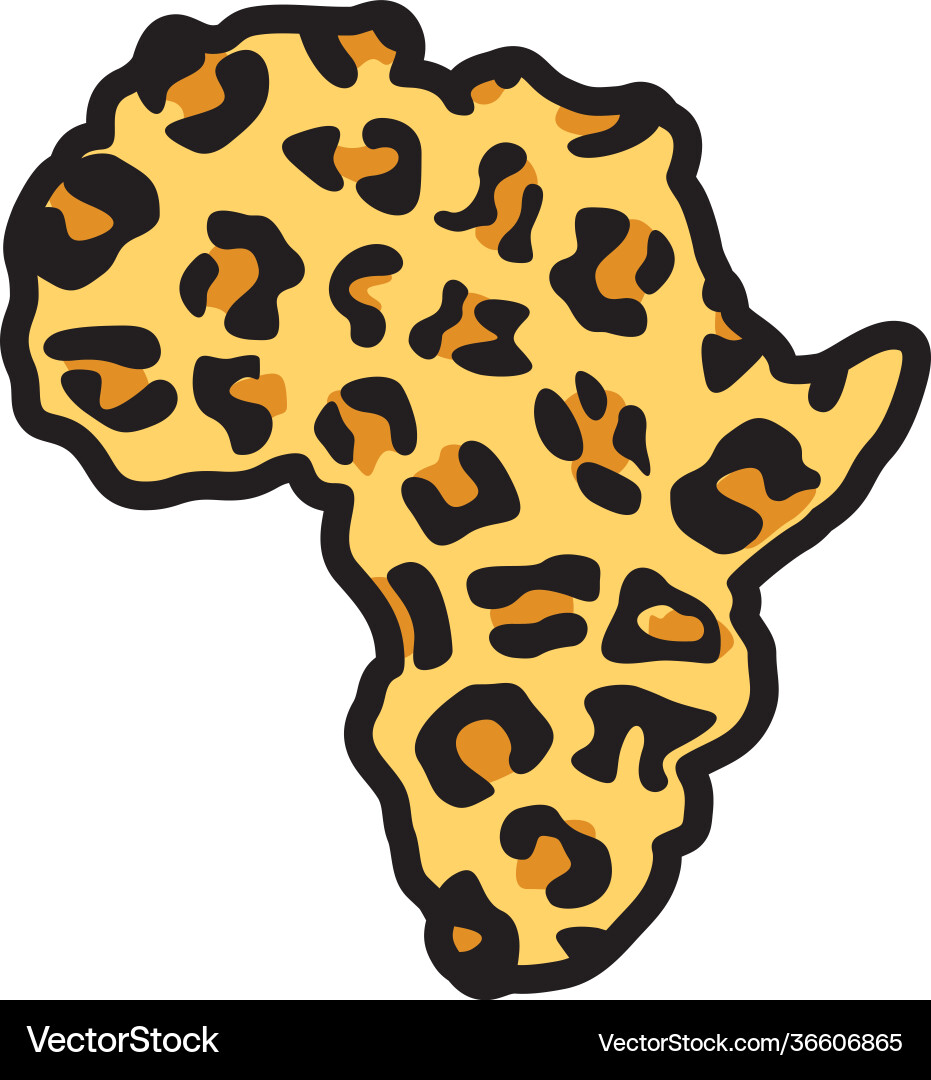 Map africa with leopard skin texture Royalty Free Vector