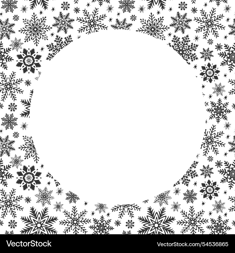 Snowflakes round template postcard square frame Vector Image