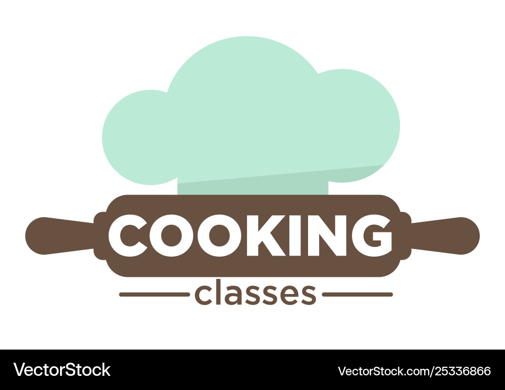 Cooking Classes Icon - Chef Hat & Rolling Pin Vector Image