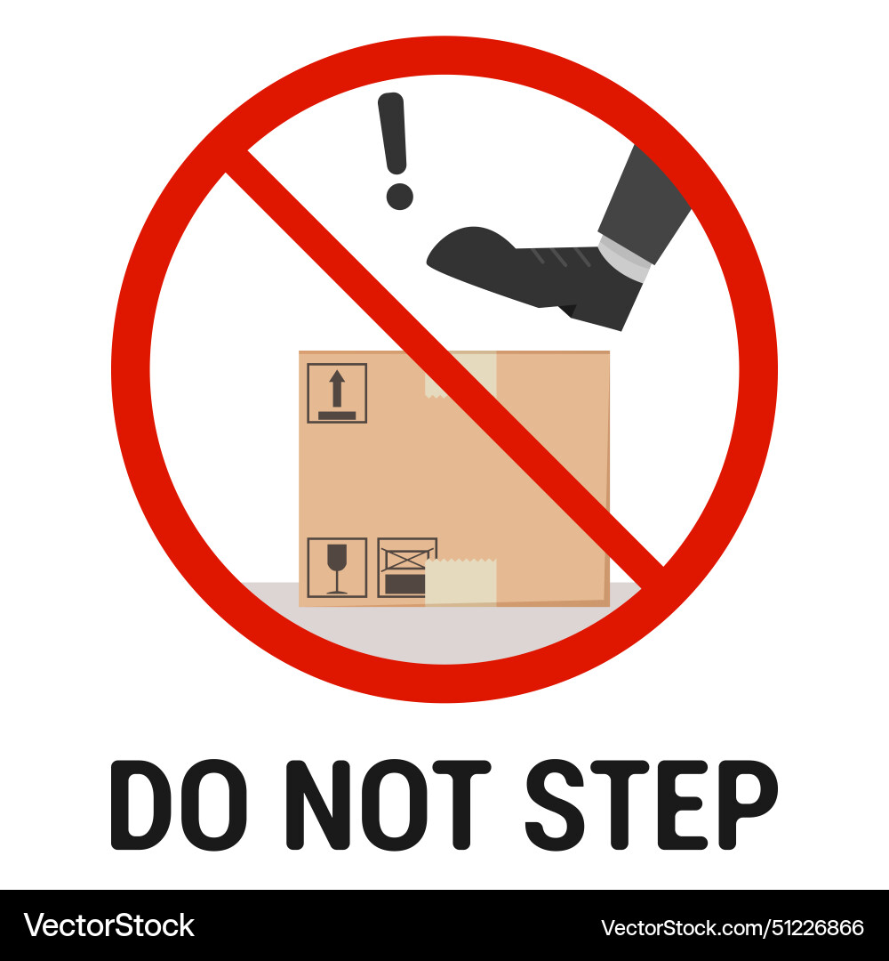 Do not step packaging symbol cartoon style Vector Image