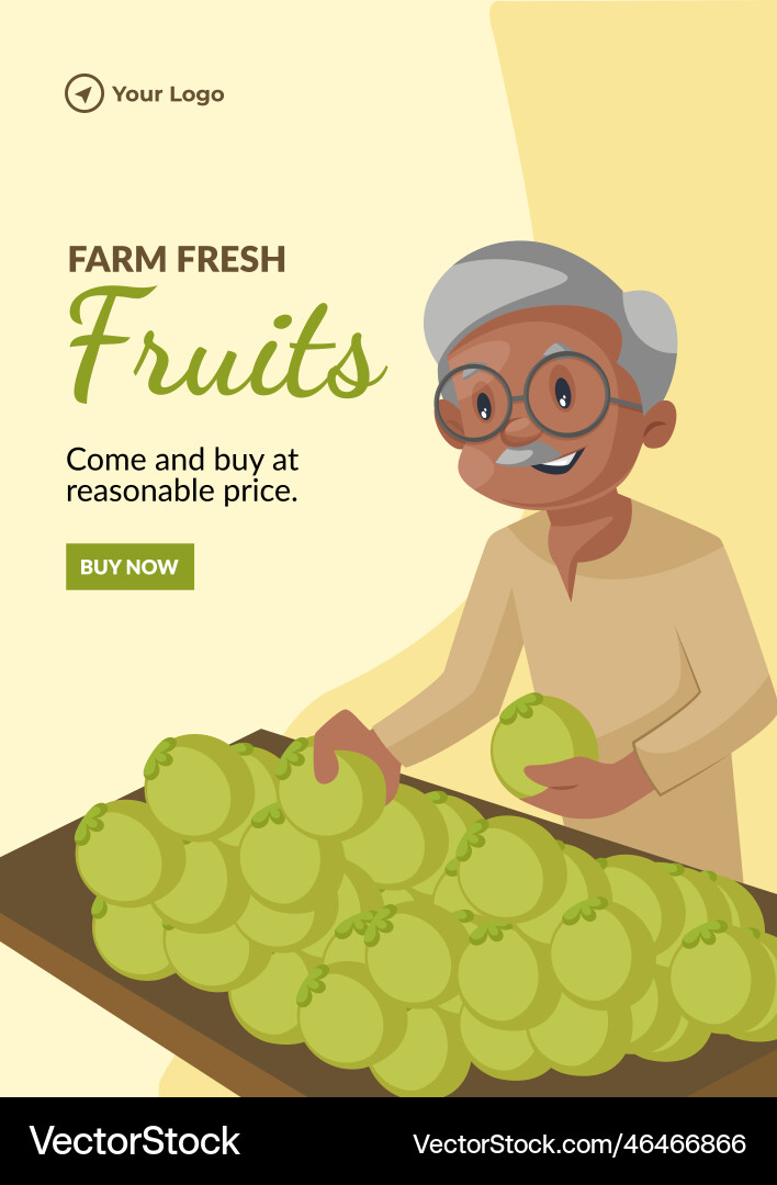 Farm fresh fruits flyer design template Royalty Free Vector