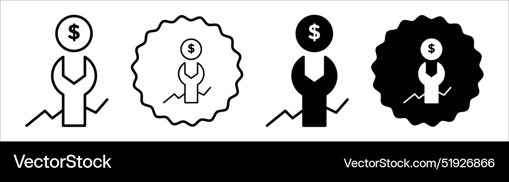 Fixed money icon symbol set collection Royalty Free Vector