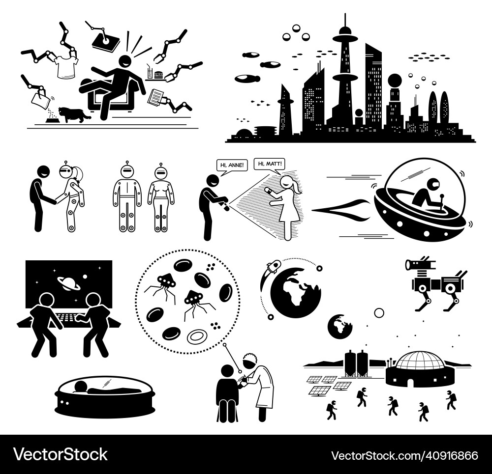 Future futuristic world science fiction depict Vector Image