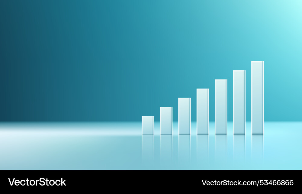 Growth and progress bar graph against blue Vector Image
