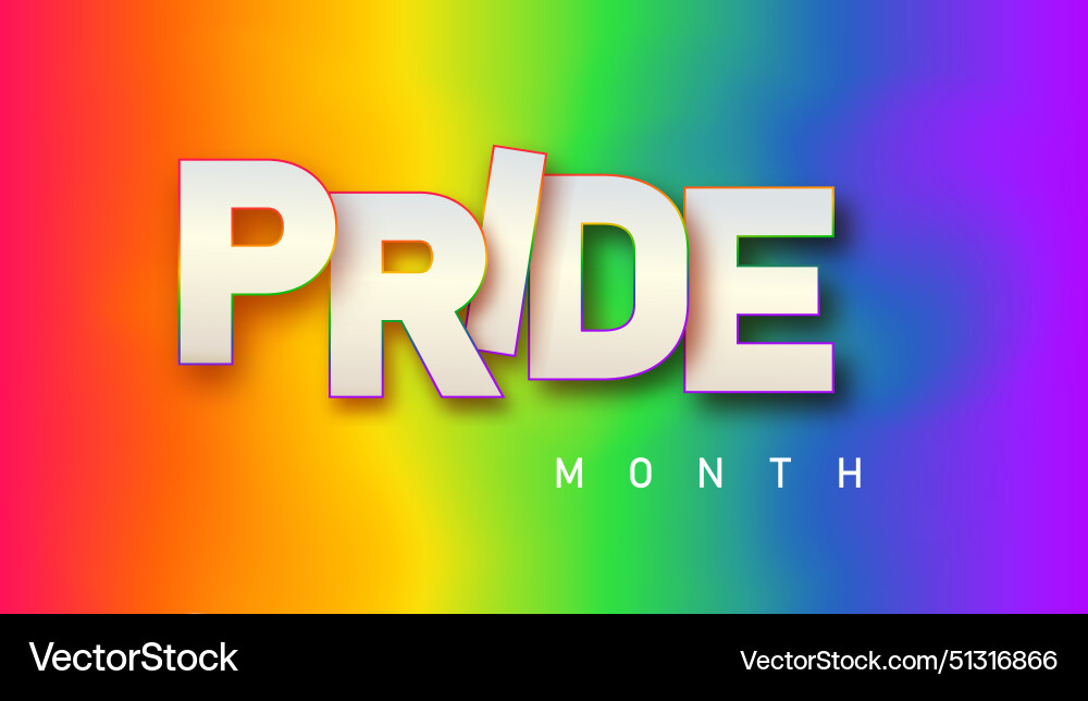 Lgbtq pride month text label on blurred Royalty Free Vector