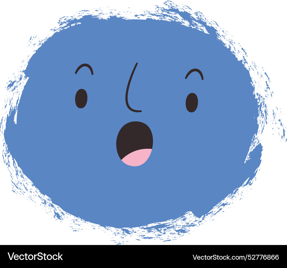 Surprised smiley face circle doodle Royalty Free Vector