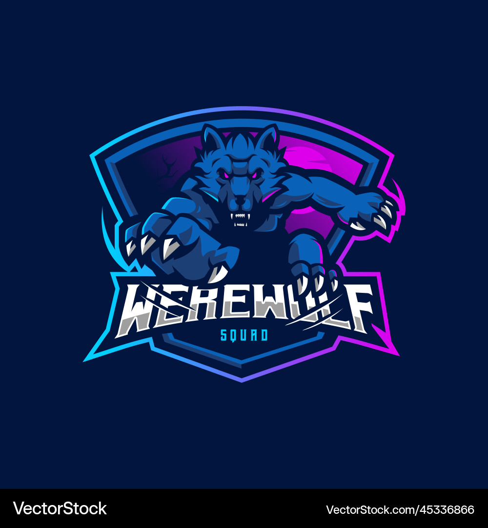 Werewolf esport logo Royalty Free Vector Image