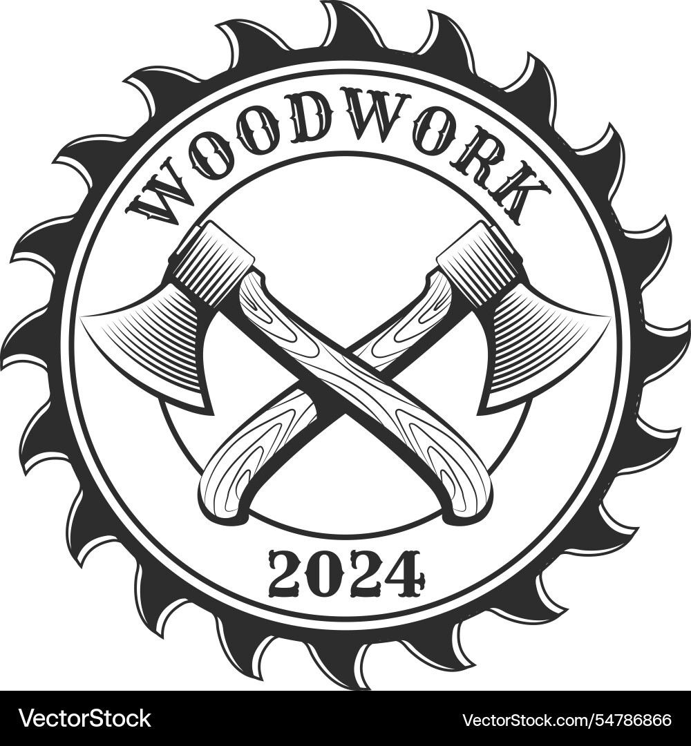 Woodwork engraving emblem Royalty Free Vector Image