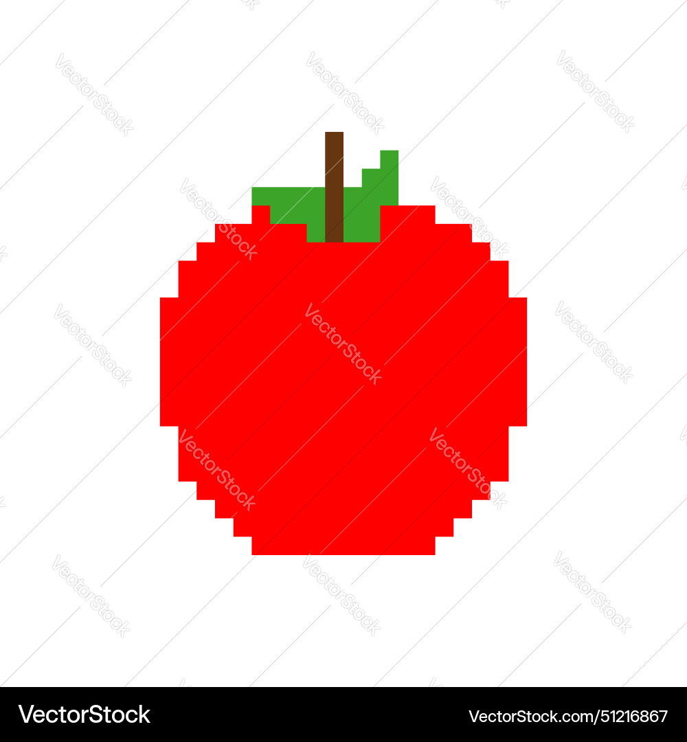 Apple pixel art pixelated fruit 8 bit Royalty Free Vector