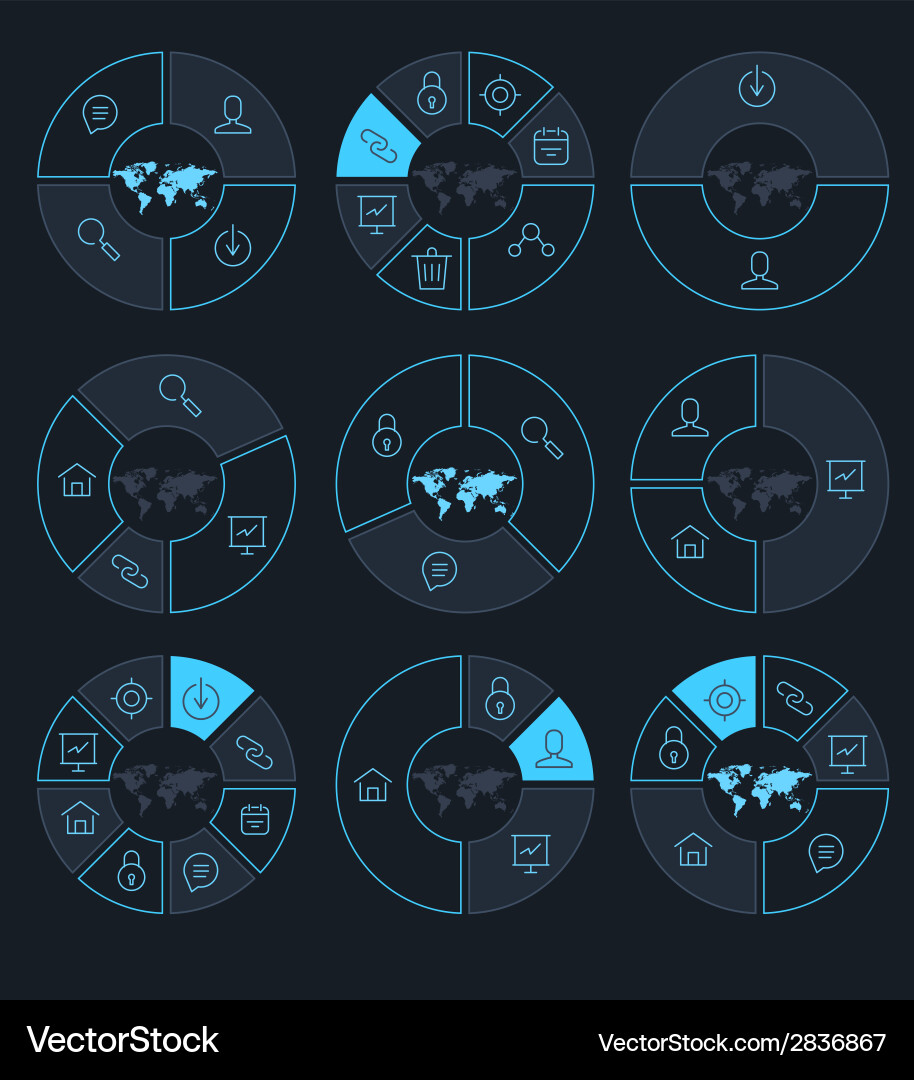 Circle line template with icons Royalty Free Vector Image