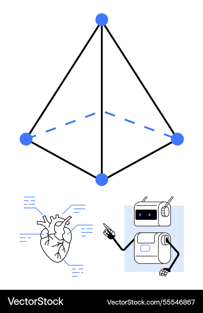 Geometric pyramid human heart diagram Royalty Free Vector