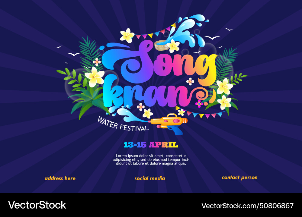 Happy songkran poster template Royalty Free Vector Image