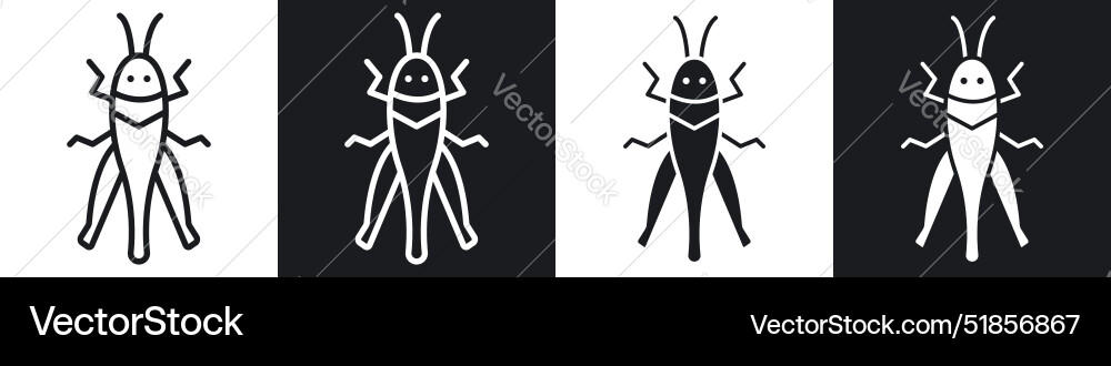 Locust icon set in black and white filld Vector Image