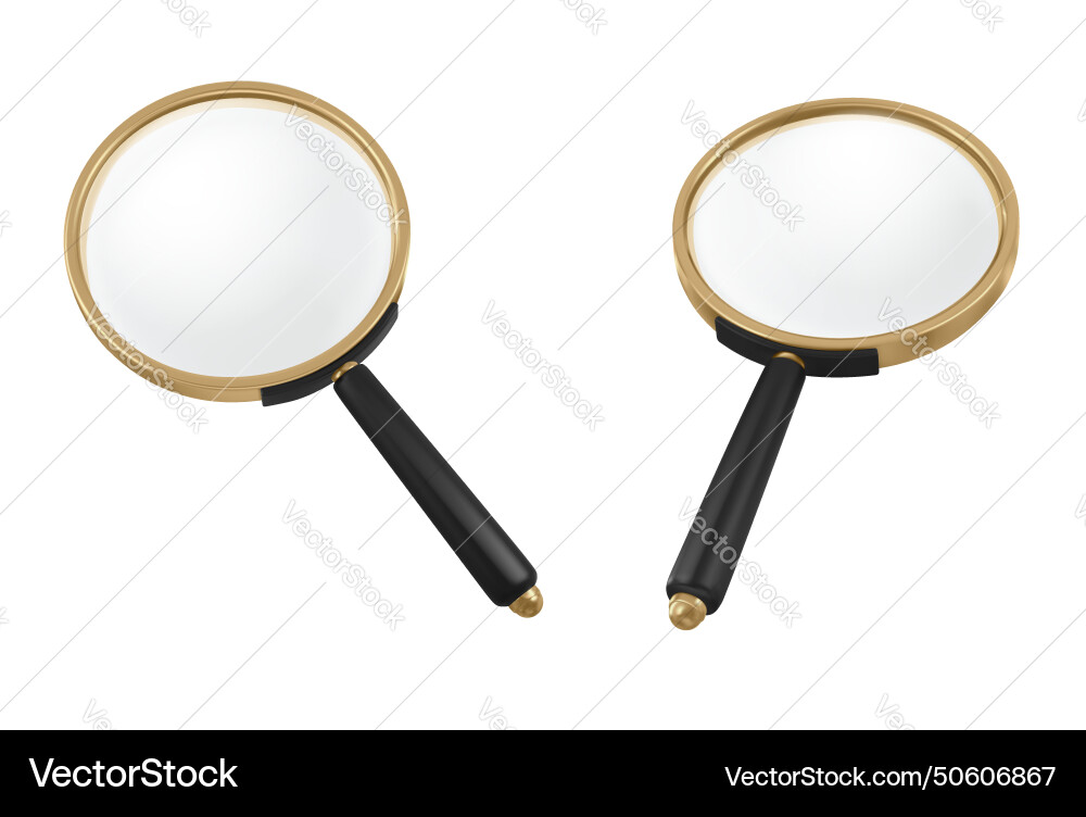 Magnify glass in different view angles Royalty Free Vector