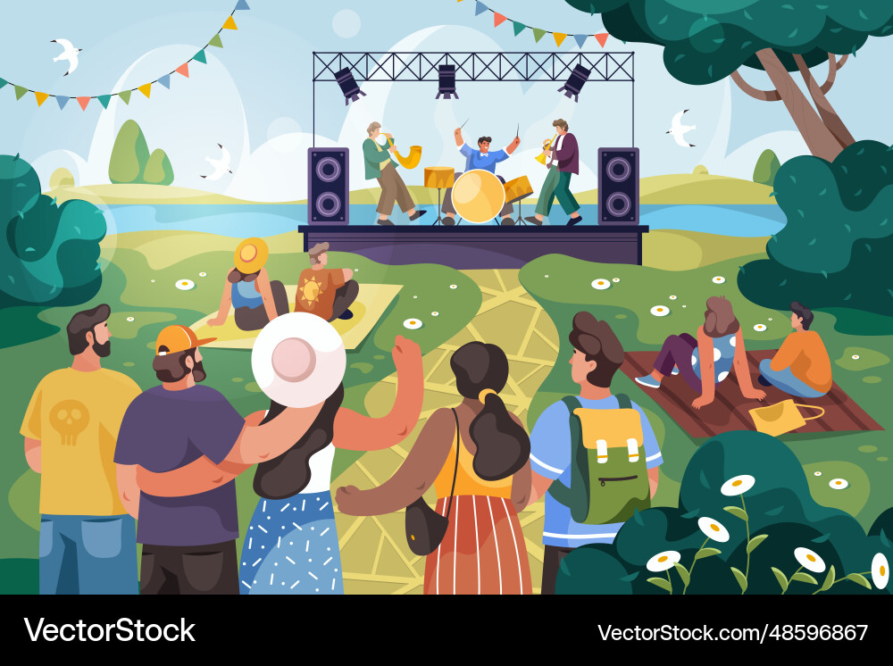 Outdoor Music Festival Concert Royalty Free Vector Image