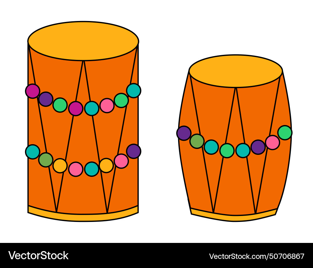 Two holi drums dhol elements Royalty Free Vector Image