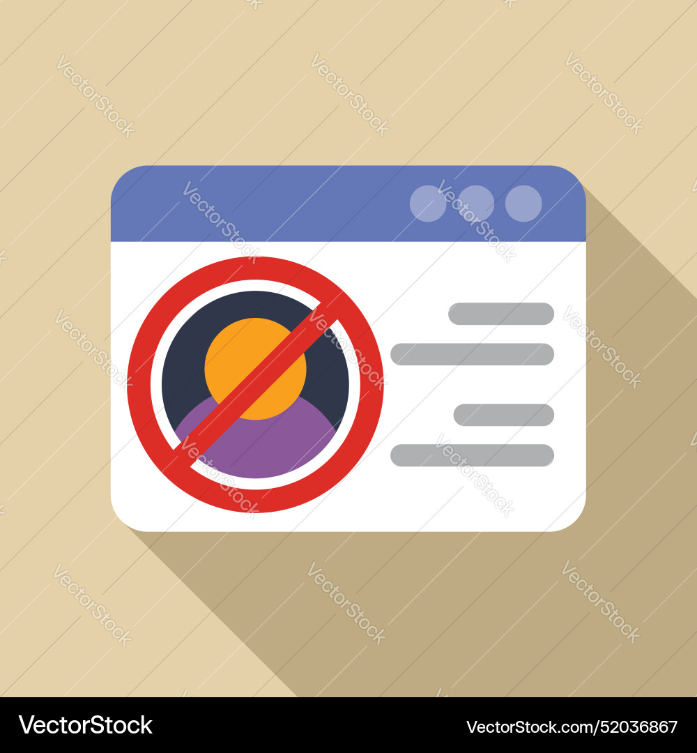 Website showing user account blocked from Vector Image