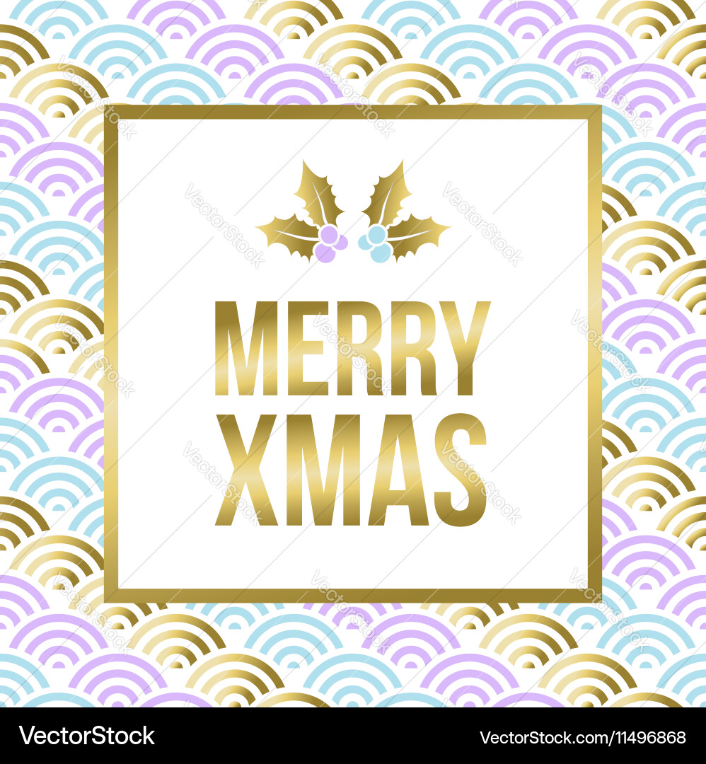 Gold christmas lettering design with mistletoe Vector Image