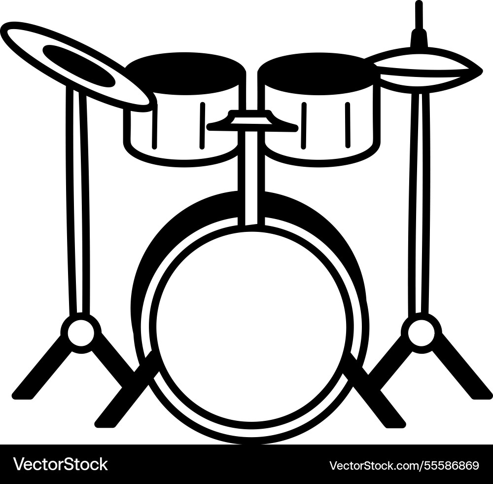Drum set icon in hand drawn style Royalty Free Vector Image