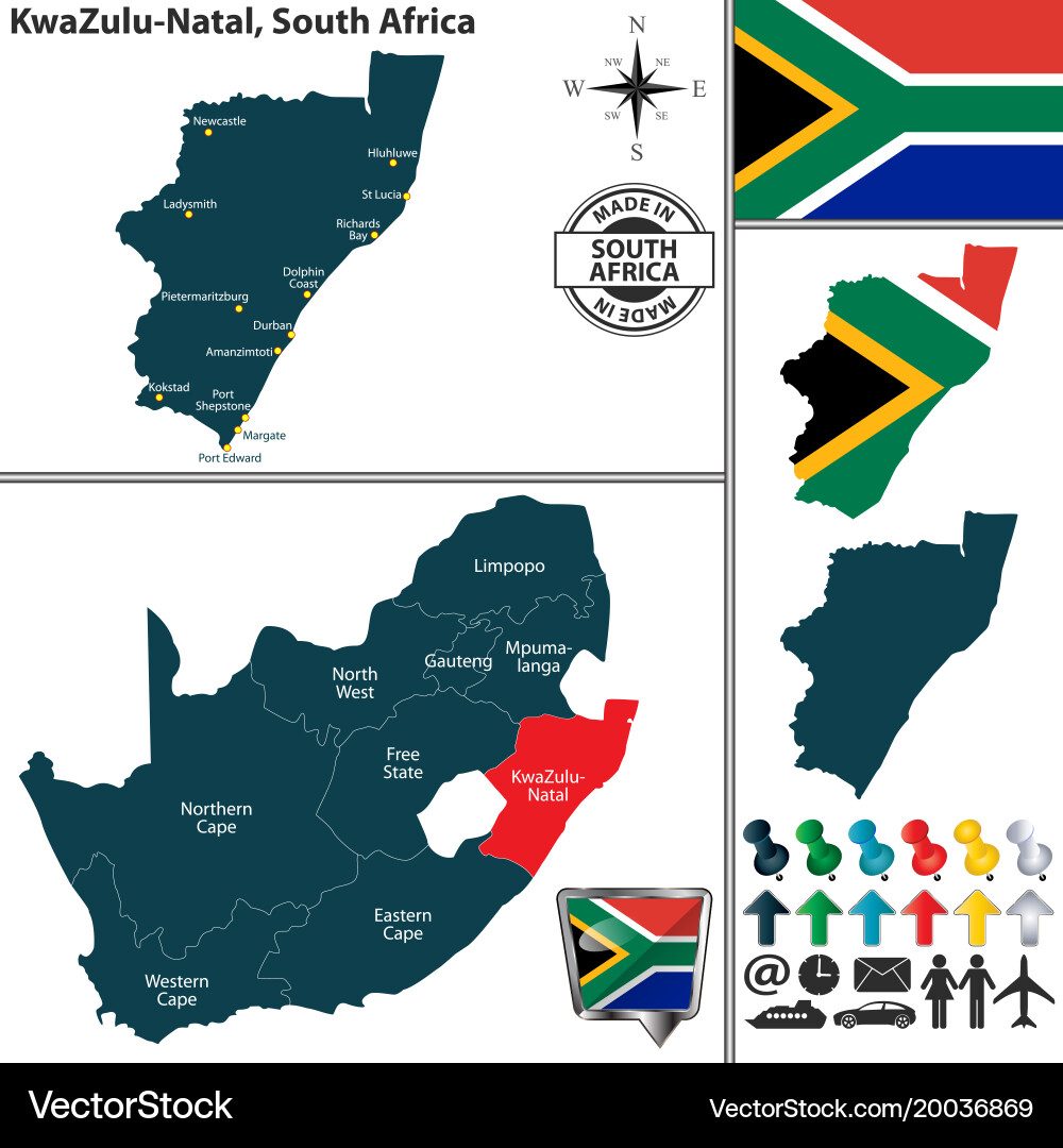 KwaZulu Natal Map of South Africa Royalty Free Vector Image
