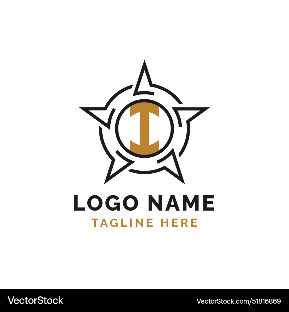 Letter i star logo design alphabet Royalty Free Vector Image