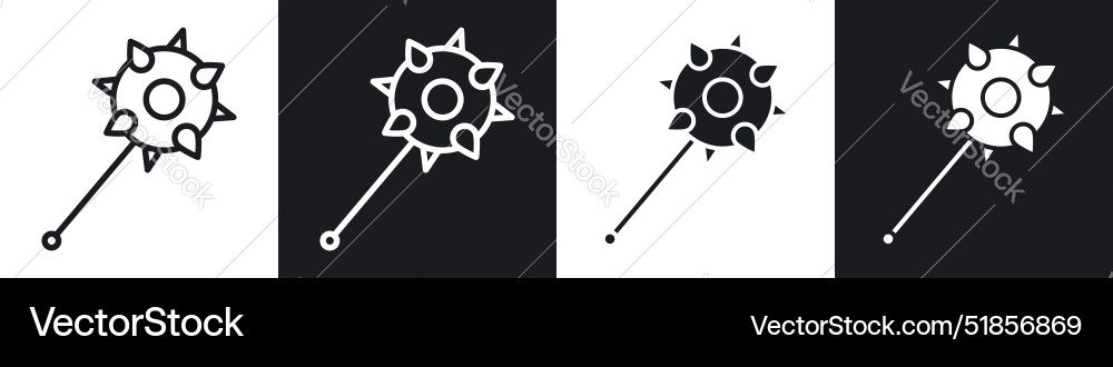 Mace icon set in black and white filld Royalty Free Vector