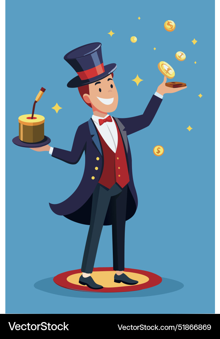Magician conjuring money Royalty Free Vector Image