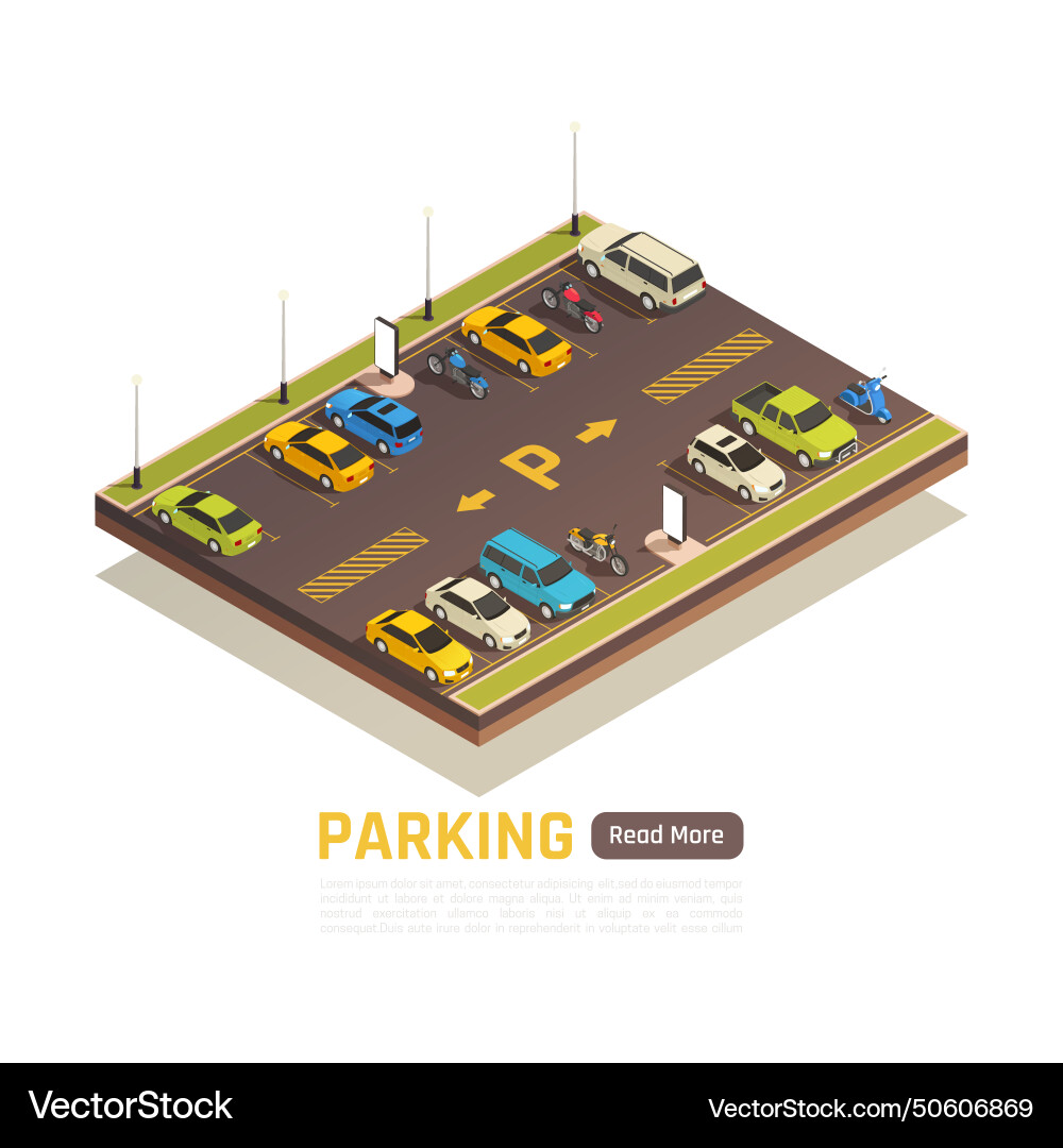 Parking isometric view Royalty Free Vector Image