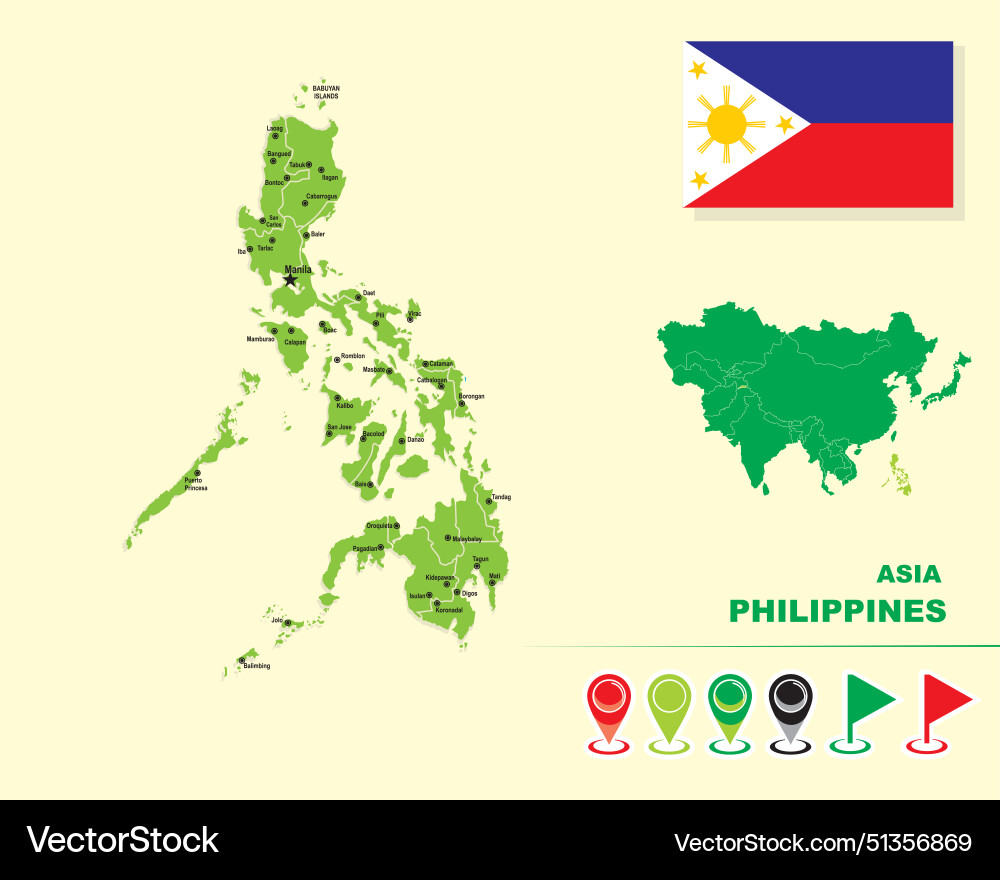 Philippines map Royalty Free Vector Image - VectorStock