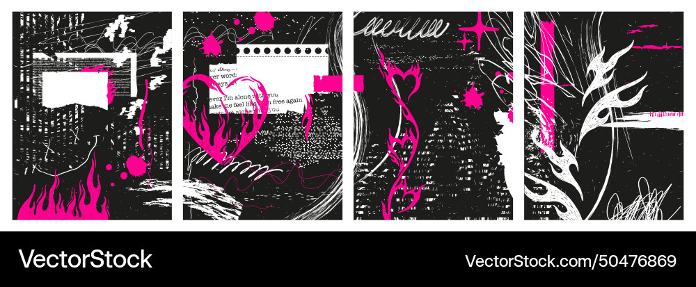 Set of punk rock scribble poster Royalty Free Vector Image
