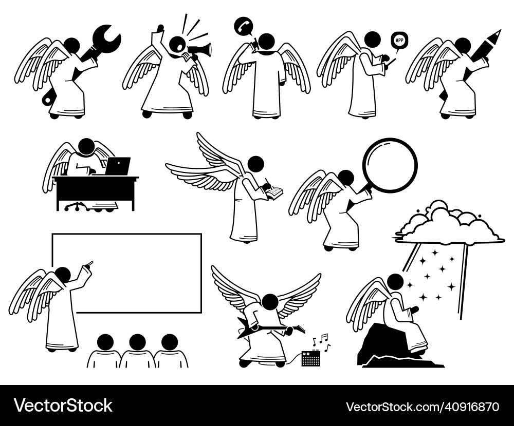 God angel using and holding different kind Vector Image