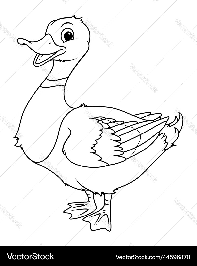 Mallard duck cartoon animal bw Royalty Free Vector Image