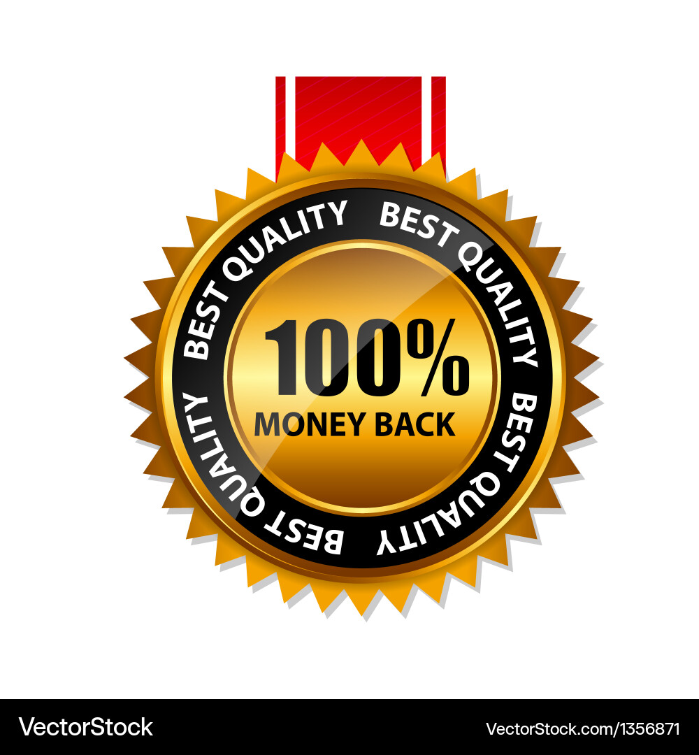 100 money back gold sign label template Royalty Free Vector