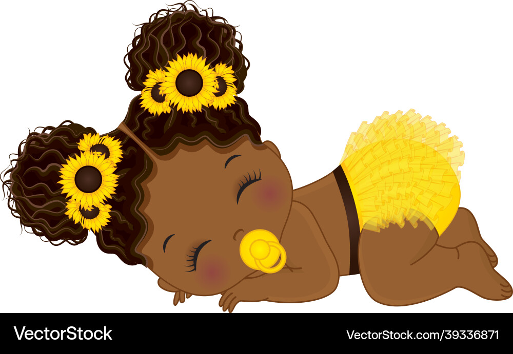 Cute little sunflower african american baby girl Vector Image