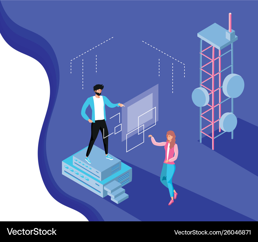 Isometric icon set technology design Royalty Free Vector