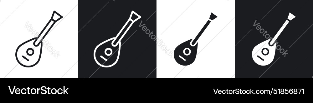Mandolin icon set in black and white filld and Vector Image