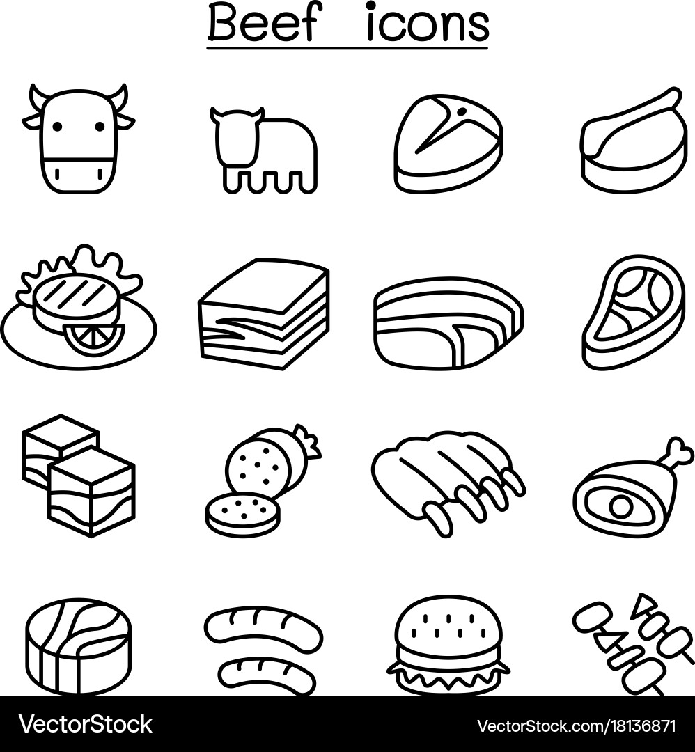 Meat beef icon set Royalty Free Vector Image - VectorStock Meat beef icon set Royalty Free Vector Image - VectorStock