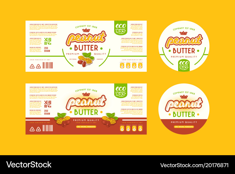Set of templates label for peanut butter Vector Image