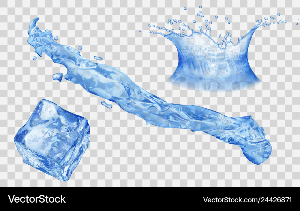 Water crown splash and ice cube Royalty Free Vector Image