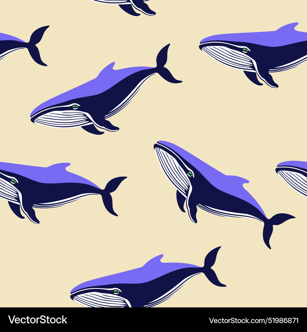 Whale seamless pattern Royalty Free Vector Image