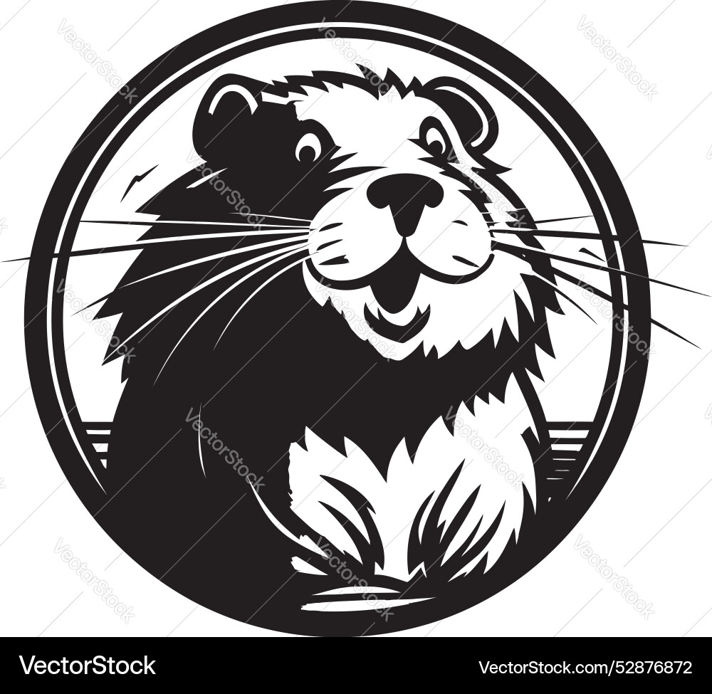 Beaver crowned badge sovereignty icon Royalty Free Vector