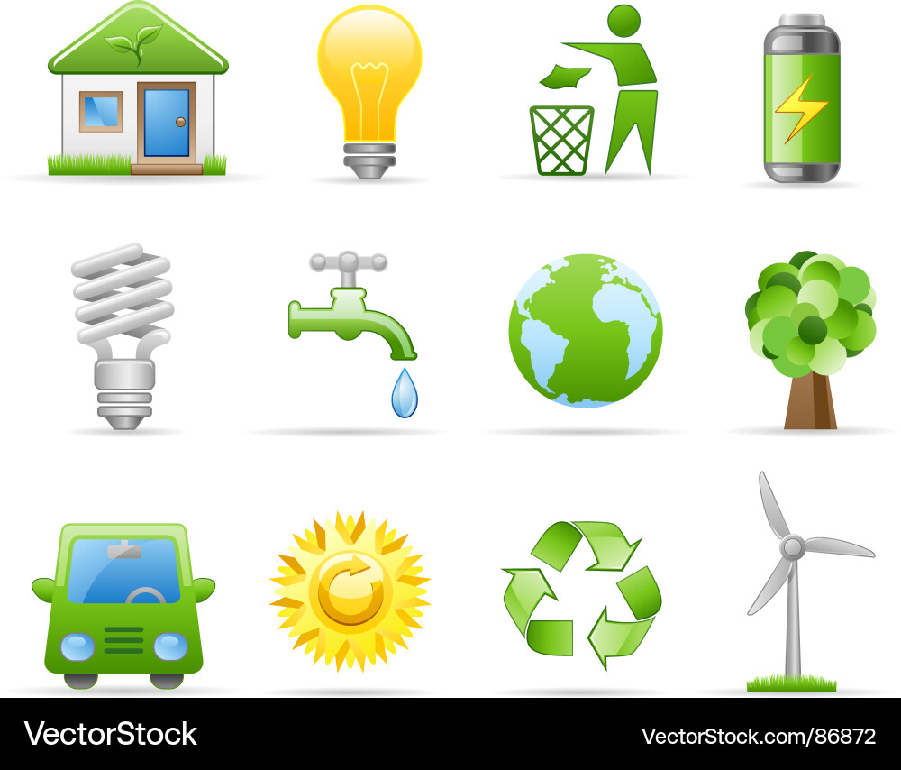 Environment icon set Royalty Free Vector Image